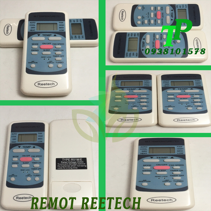 Điều Khiển Máy Lạnh REETECH, Remote Điều Hòa Reetech (Có Tặng Kèm Pin ...