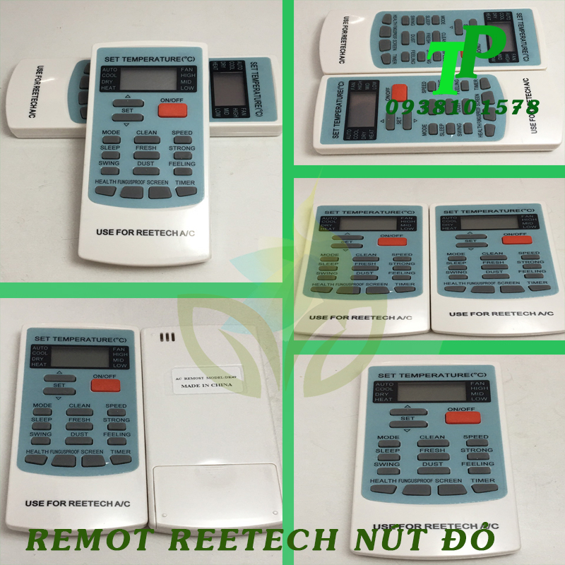Điều Khiển Máy Lạnh REETECH, Remote Điều Hòa Reetech Nút Vuông Đỏ (Tặng ...