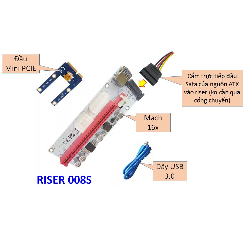 Riser Mini PCIE to PCIE 16x Lắp VGA rời cho Laptop (EGPU) | Shopee Việt Nam