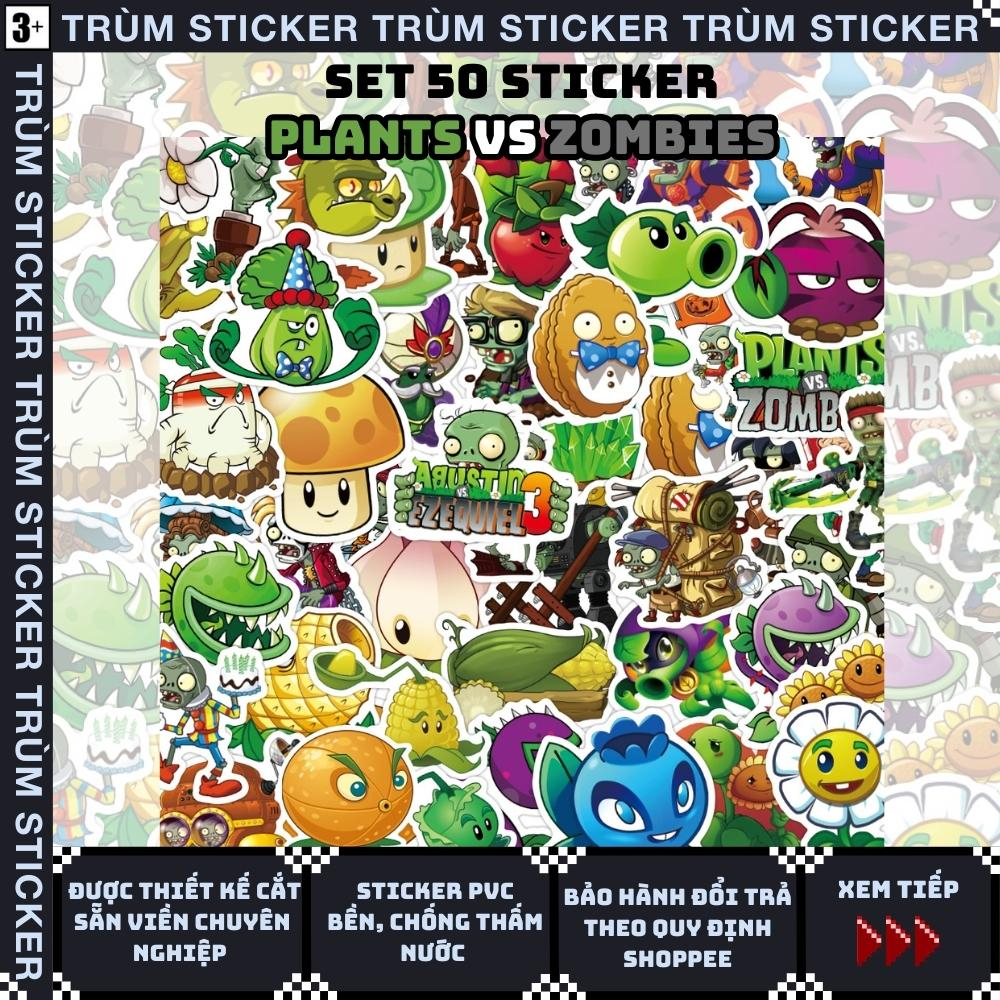 Set 50 Stickers, Hình Dán Game Plants vs Zombies-game,random- Trang Trí ...