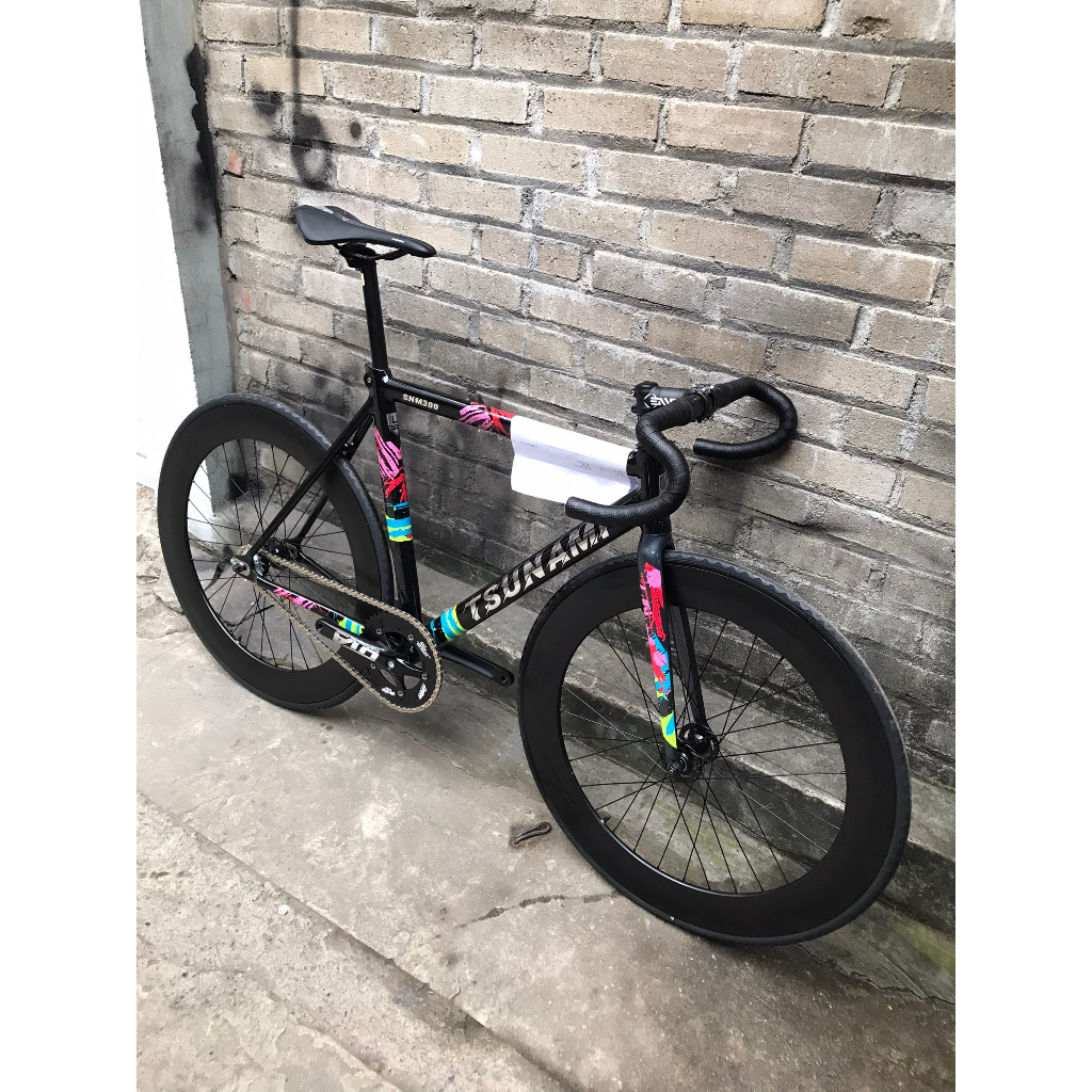 Xe đạp fixed gear Tsunami SNM 300 tay cong, bánh 7cm, mới 100% | Shopee ...