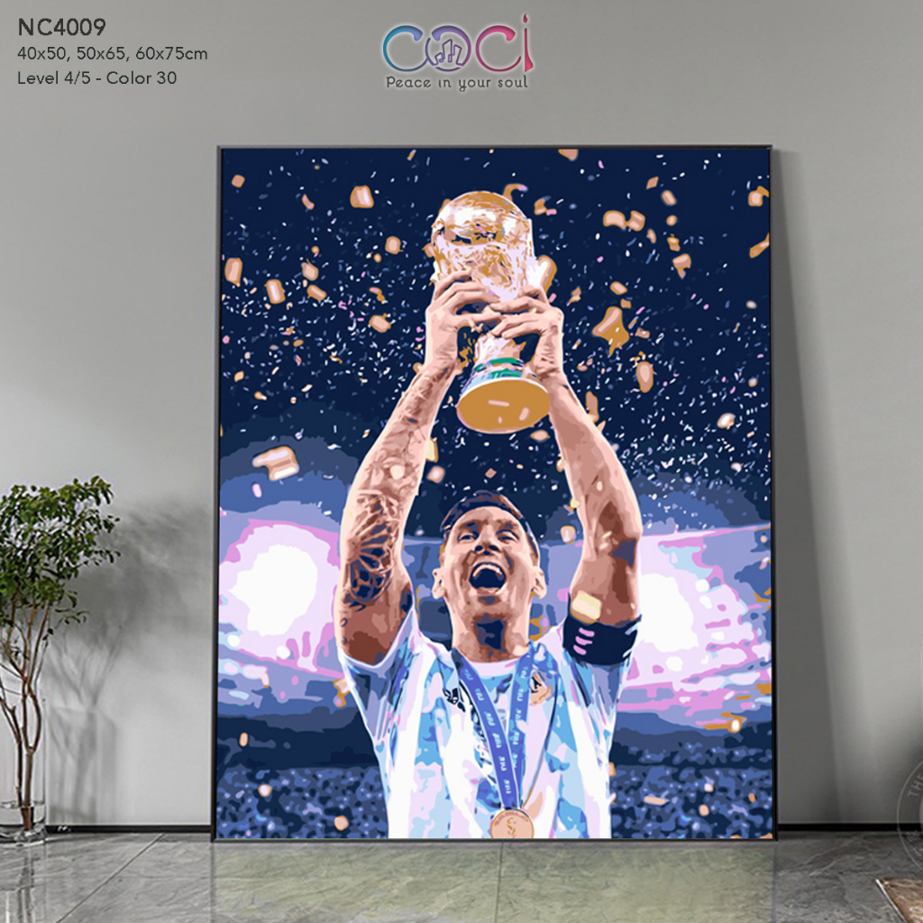 Tranh số hoá cầu thủ bóng đá Lionel Messi M10 vô địch tự tô màu theo số ...