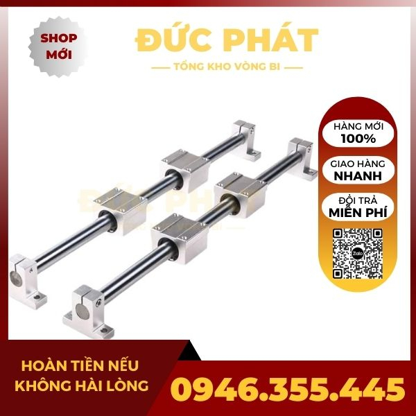 Bộ Thanh Trục Trượt Tròn Phi 16mm (1 thanh SCS16 + 2 bi trượt SCS16UU ...