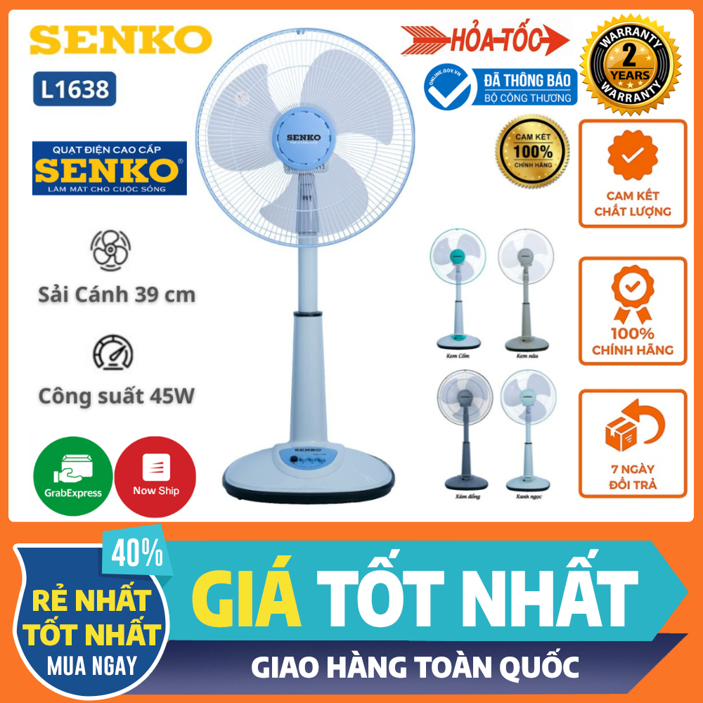Quạt lửng Senko L1638 chính hãng - Quạt điện cây đứng lỡ 3 mức tốc độ ...