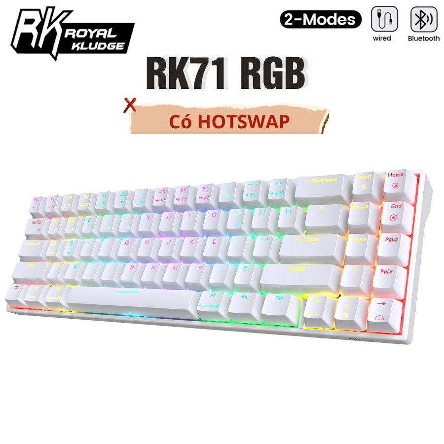 RK71 Hotswap - Bàn phím cơ không dây Royal Kludge RK71 RGB Kết nối 2 ...