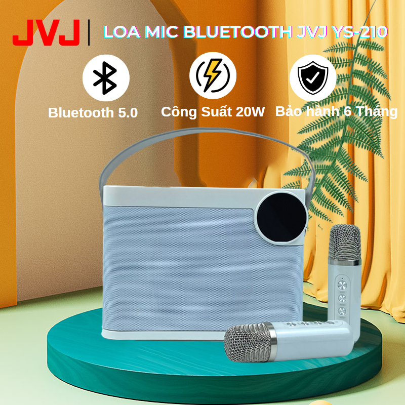 Loa bluetooth karaoke kèm 2 mic JVJ YS-210 Không dây, kèm 02 mic công suất lớn 20W-Bảo hành 06 ...
