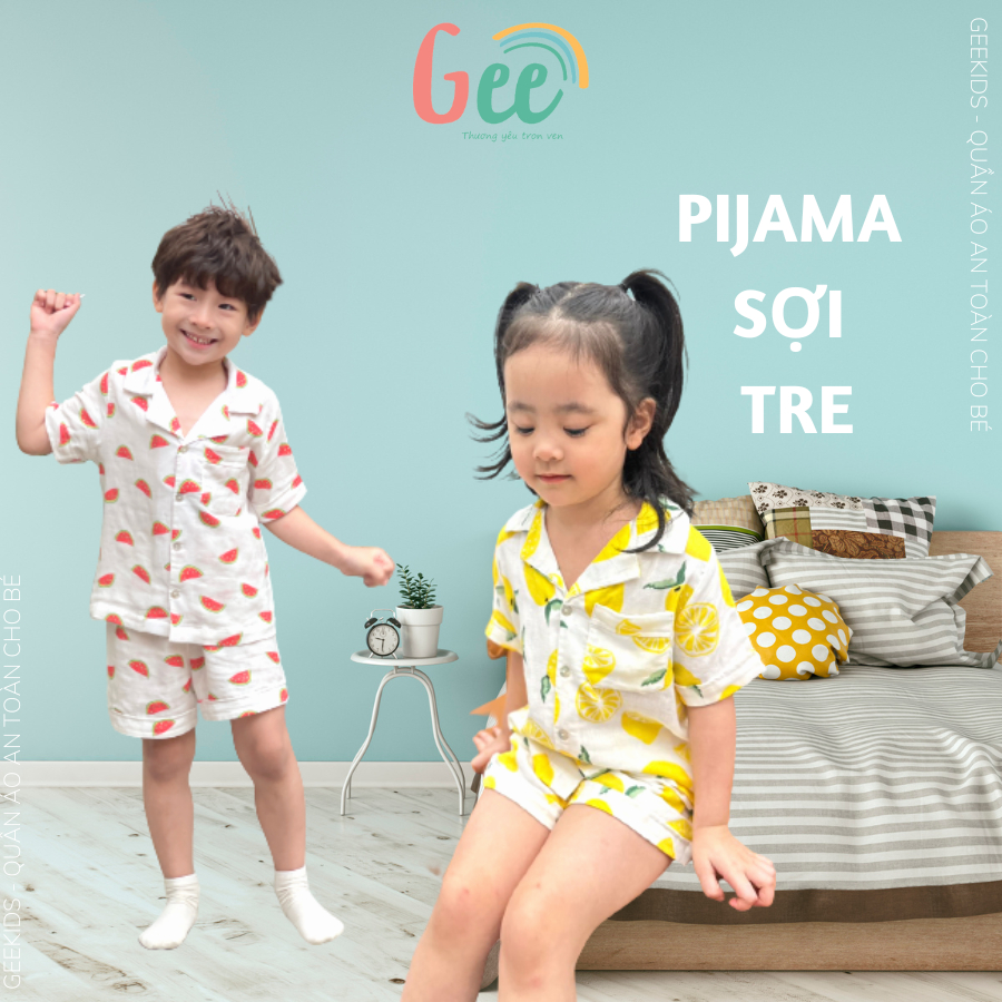 Bộ quần áo pijama xô sợi tre Gee cho bé trai bé gái mặc nhà, vải mềm ...