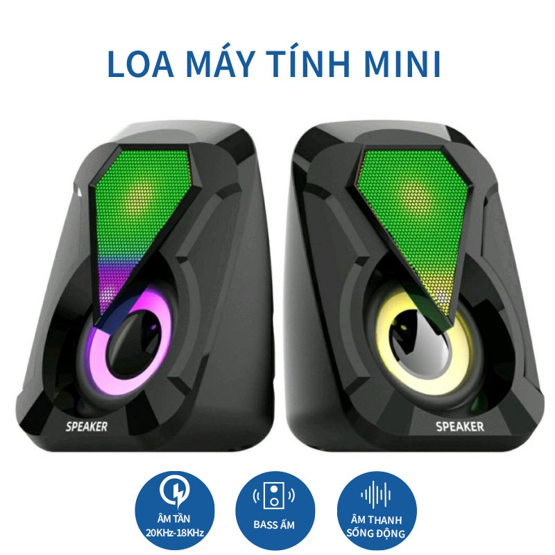 Loa máy tính mini laptop có LED RGB để bàn bass ấm | Shopee Việt Nam