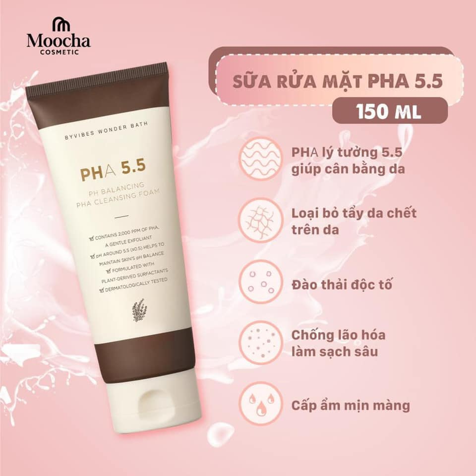 Sữa Rửa Mặt Tẩy Tế Bào Chết Byvibes Wonder Bath PHA 5.5 150ml PH Balancing PHA Cleansing Foam ...