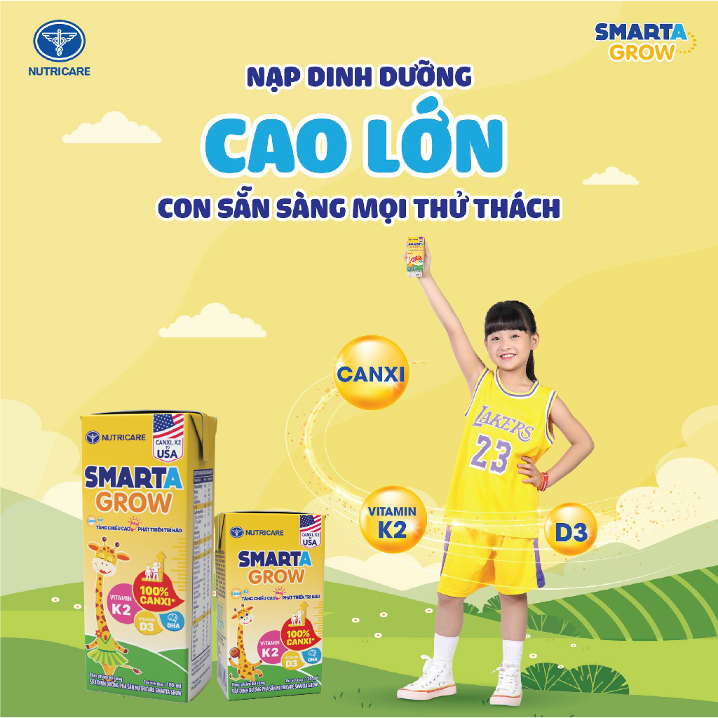 Sữa Bột Pha Sẵn SMARTA GROW Nutricare Giúp Tăng Cân Tăng Chiều Cao Và ...