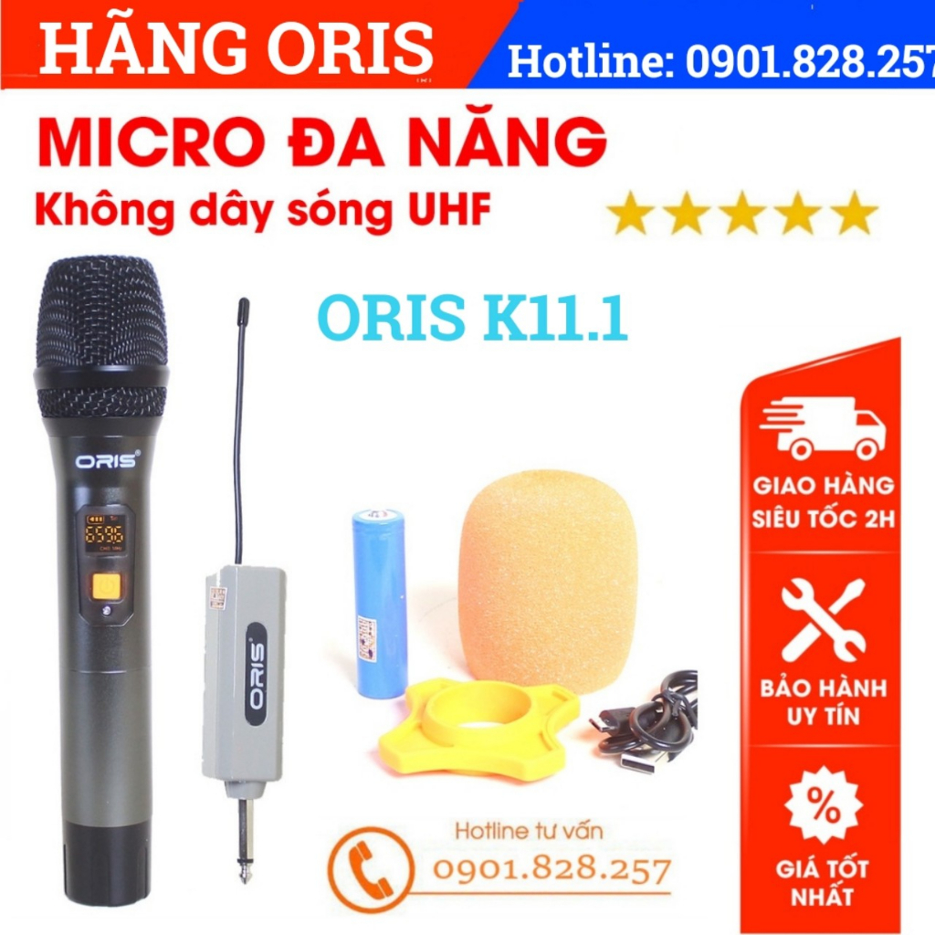 Micro đa năng không dây karaoke chính hãng ORIS K11.1 độ nhạy cao, chống hú tốt | Shopee Việt Nam