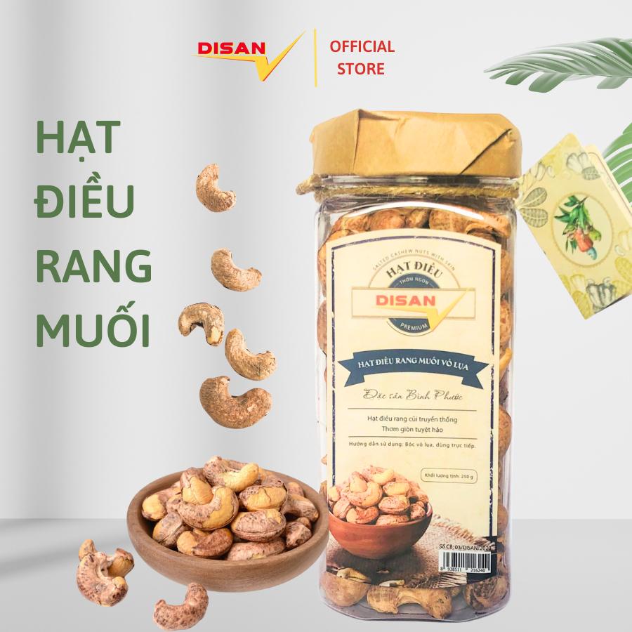 HẠT ĐIỀU RANG MUỐI VỎ LỤA DISAN Chính gốc Bình Phước 250gr | Shopee ...