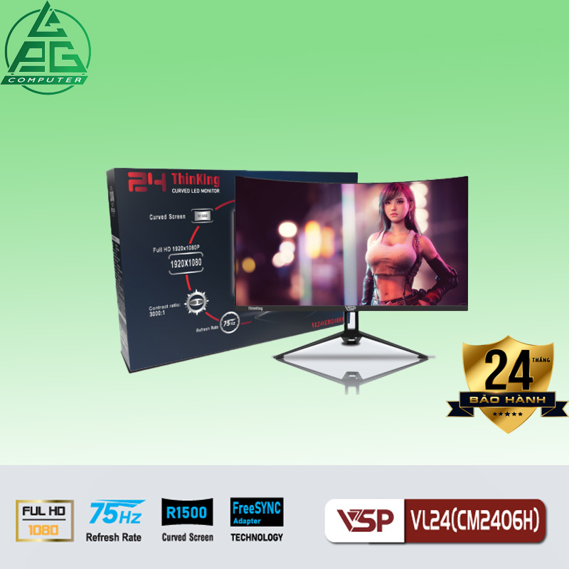 Màn hình VSP VL24 CM2406H (Cong 24inch VA FHD 75Hz, HDMI+VGA) Chính ...