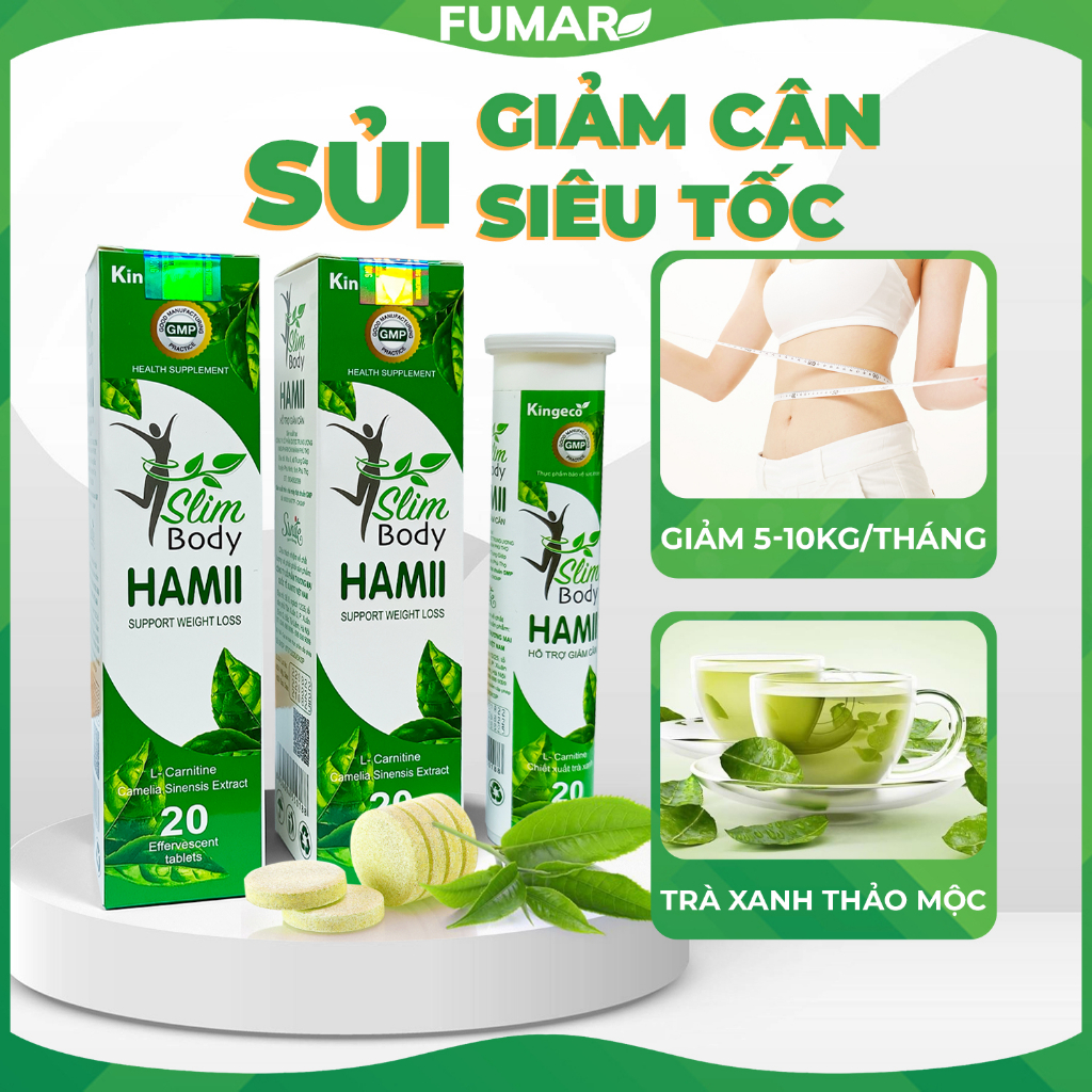 Giảm cân SLIM HAMII siêu tốc viên sủi thảo mộc an toàn hiệu quả tan mỡ ...