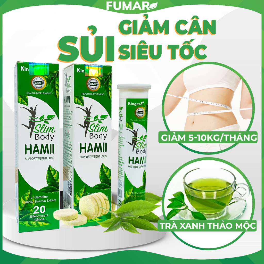 Giảm cân Slim Hamii an toàn Viên sủi thảo mộc an toàn nhanh chóng tan ...