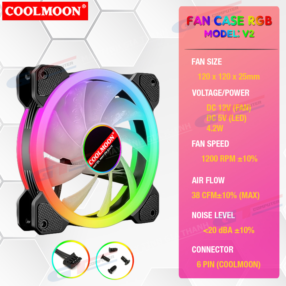 [𝐅𝐀𝐍 𝐑𝐆𝐁] Quạt LED Tản Nhiệt Case, Fan Coolmoon, HUB Remote Chỉnh Hiệu ...