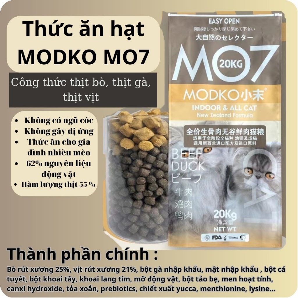 Thức ăn hạt grainfree cho mèo MODKO M07 thức ăn hạt cho mèo mọi lứa ...