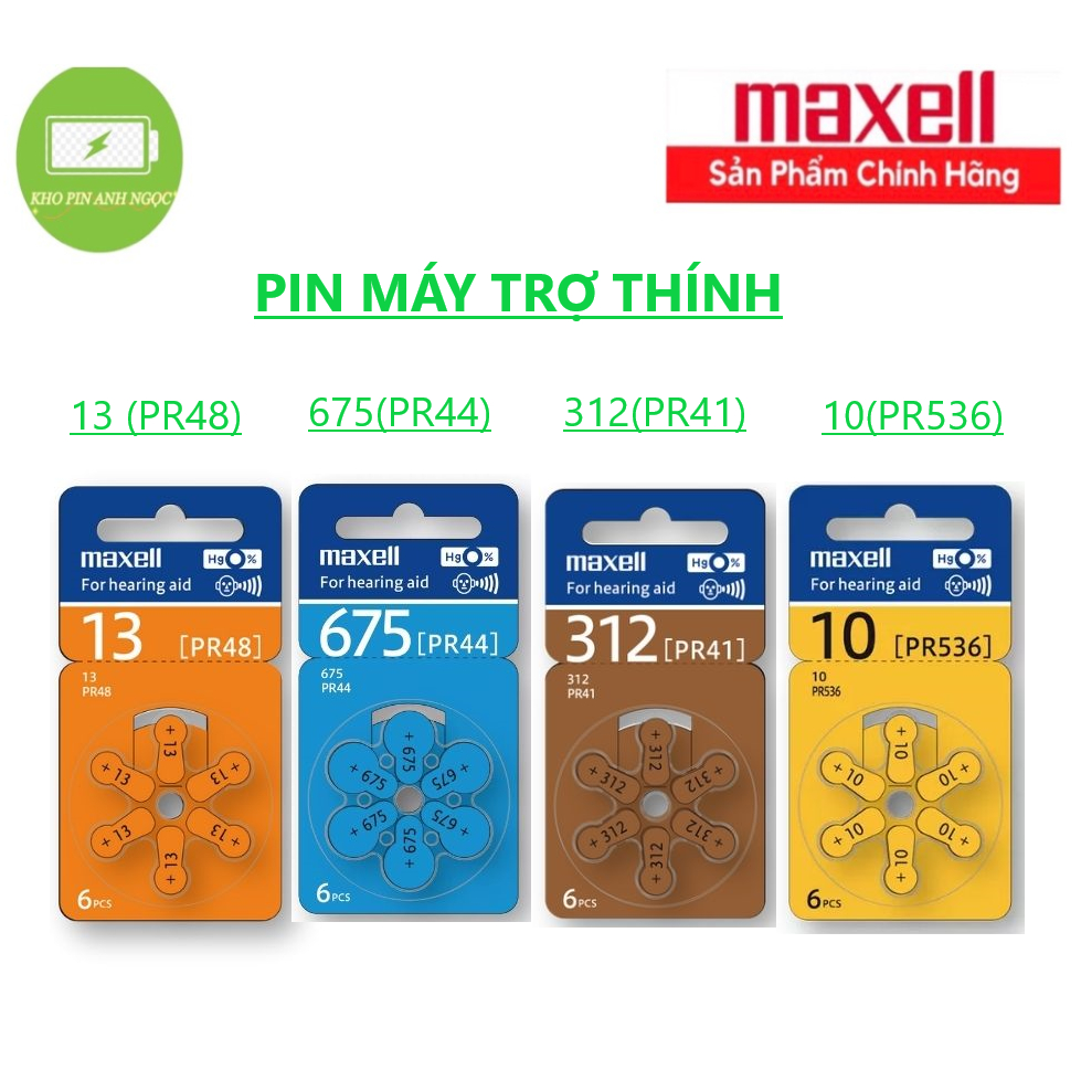 Pin Máy Trợ Thính Maxell PR41 (312 ) / PR44 (675) / PR48 (13 ) / PR536 (10 ) 1,45V Hàng chính ...
