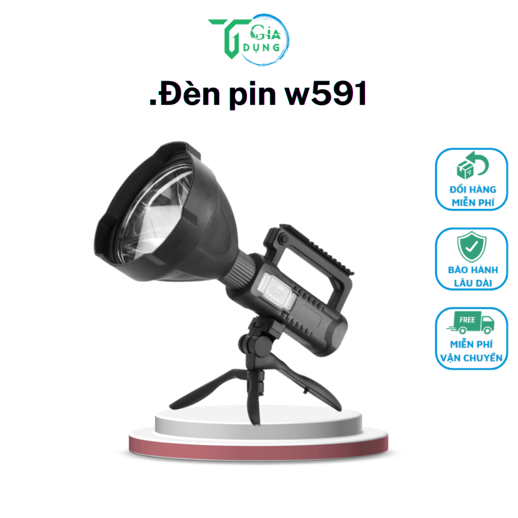 Đèn pin Cầm Tay Siêu Sáng 1000m Tuần Tra w591 và siêu bền Chống Nước công suất 50w rất tiện ích ...