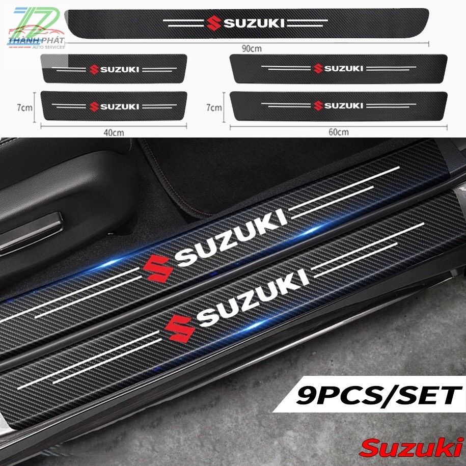 Decal Carbon Dán Bảo Vệ Bậc Cửa Lên Xuống Và Cốp Xe SUZUKI XL7, ERTIGA ...