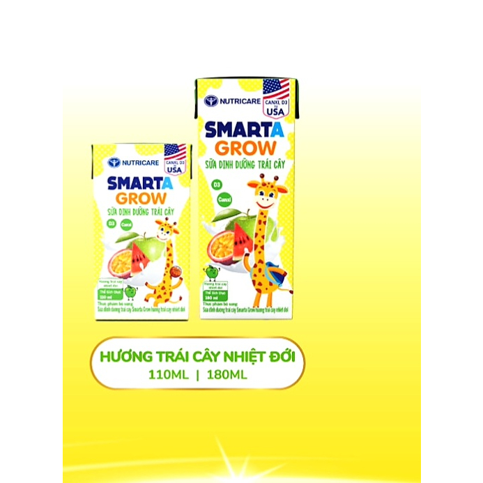 [HSD T5-2025] COMBO 4 LỐC 16 HỘP Sữa Nước Nutricare Smarta Grow Vị Trái Cây Nhiệt Đới 110ml ...