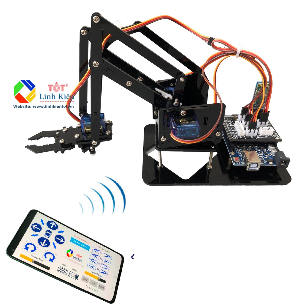 Bộ Cánh Tay Robot 4 Bậc Đầy Đủ Điều Khiển Bluetooth qua điện thoại ...