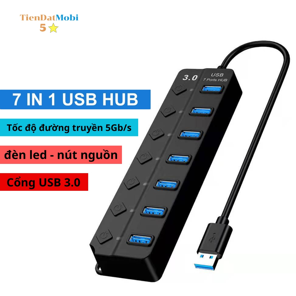 Bộ chia cổng USB 3.0 HUB USB 7 in 1 - dùng cho Laptop/PC | Shopee Việt Nam