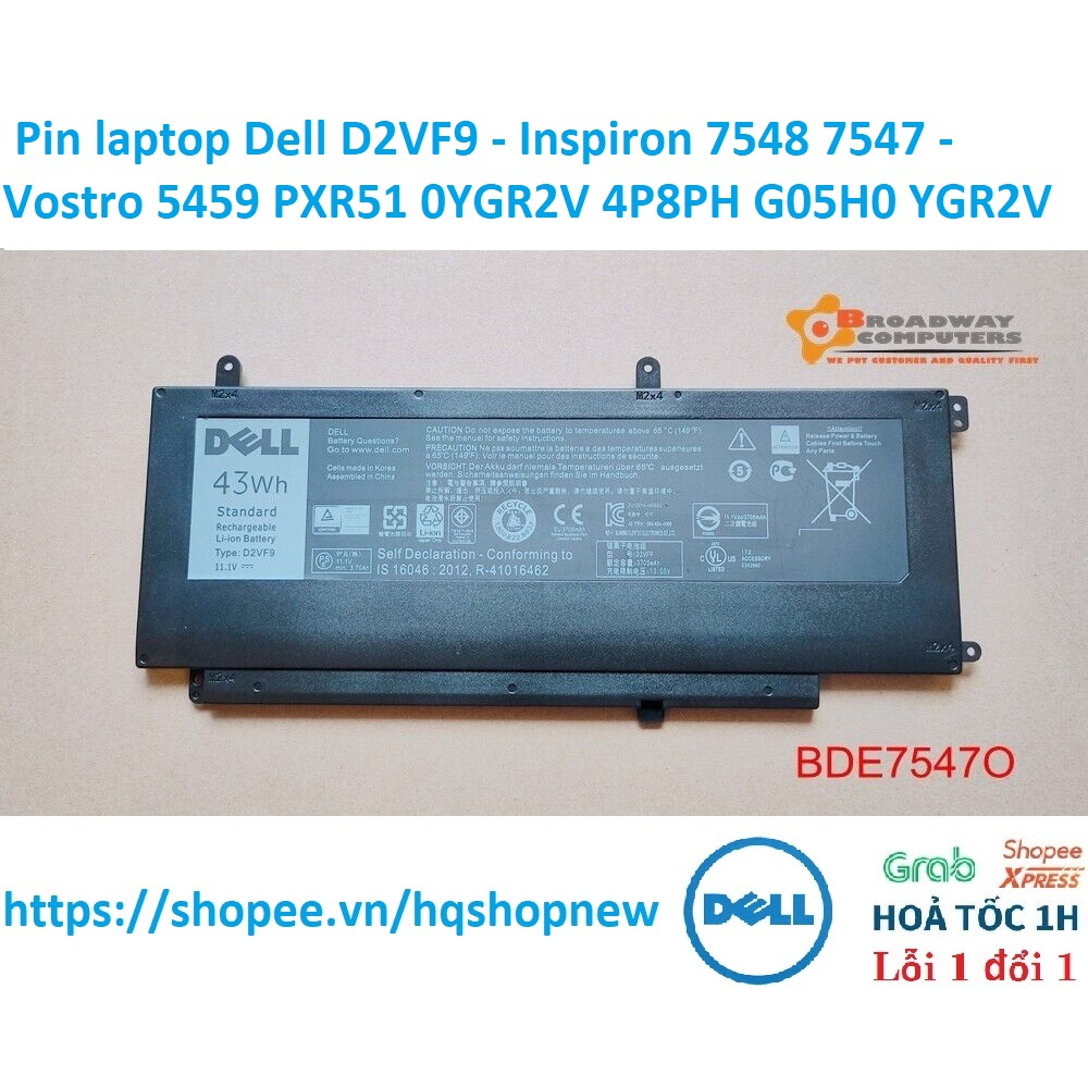 ⚡️[Pin zin] Pin laptop Dell D2VF9 - Inspiron 7548 7547 - Vostro 5459 ...