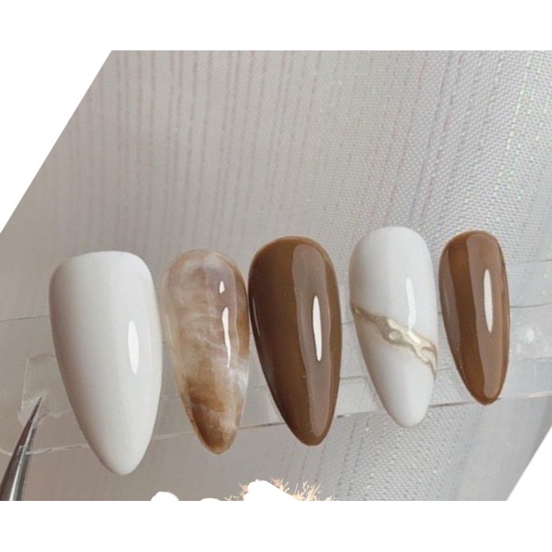 nailbox thiết kế nâu loang phối viền | Shopee Việt Nam