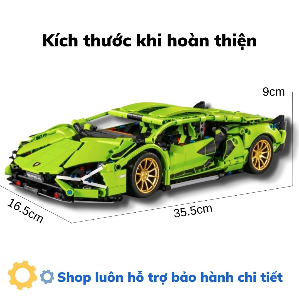 Mô hình siêu xe đồ chơi lắp ráp xếp hình xe otô technic Lambo Màu Xanh ...