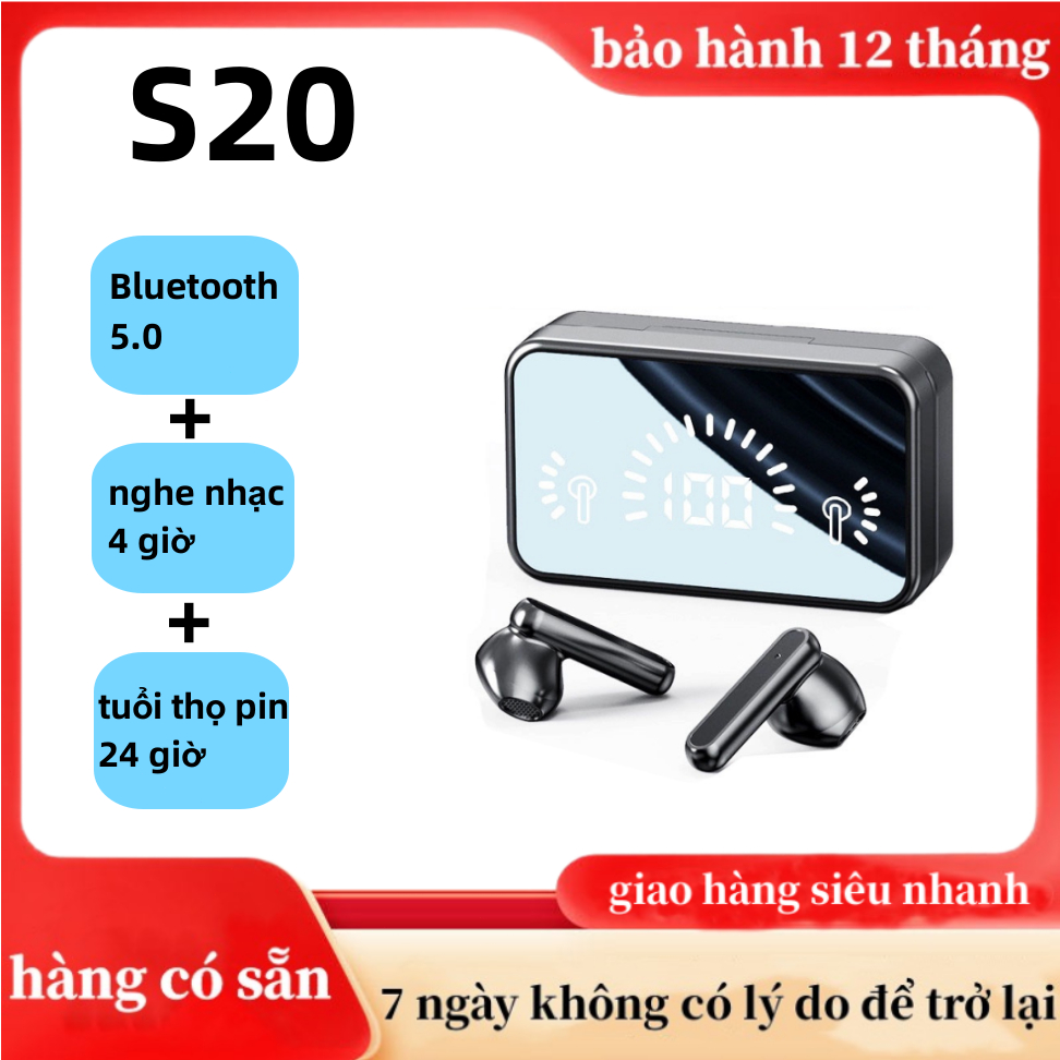 Tai nghe Bluetooth S20 chính hãng, điều khiển cảm ứng, hỗ trợ nghe gọi nghe nhạc, chơi game, sạc ...