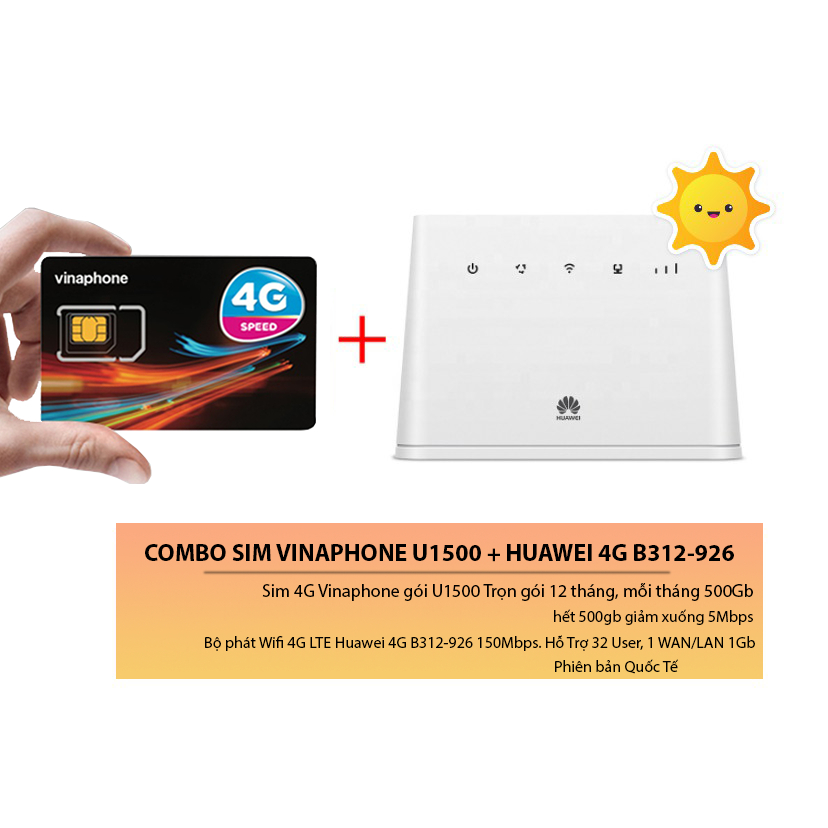 Combo SIM 4G vinaphone U1500 12 tháng và bộ phát wifi 4g huawei B312-926 150Mbps | Shopee Việt Nam