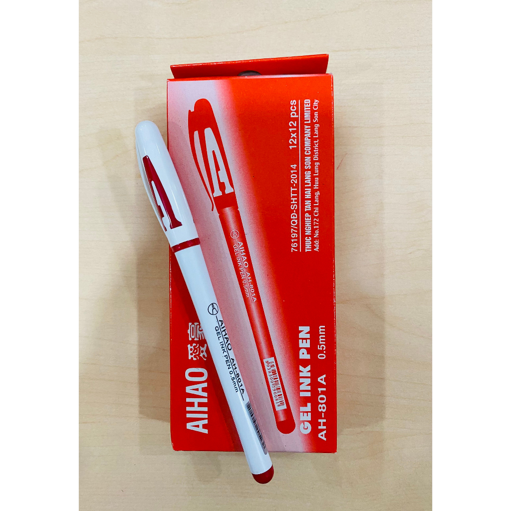 (Hộp 12 cây) Bút Gel AIHAO AH-801A đủ màu, bút chữ A | Shopee Việt Nam