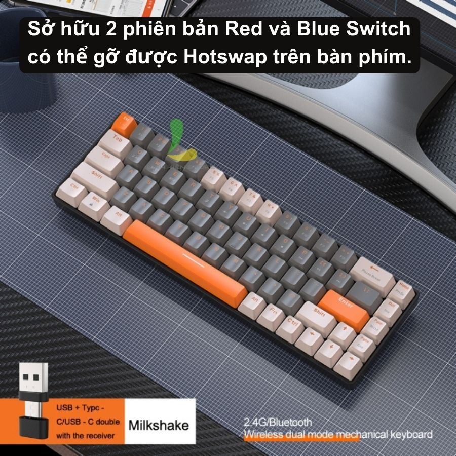 Bàn Phím Cơ ZIYOULANG K68 - Phím Cơ Gaming 68 Phím Kết Nối bluetooth và USB, Tuổi Thọ 50 Triệu ...