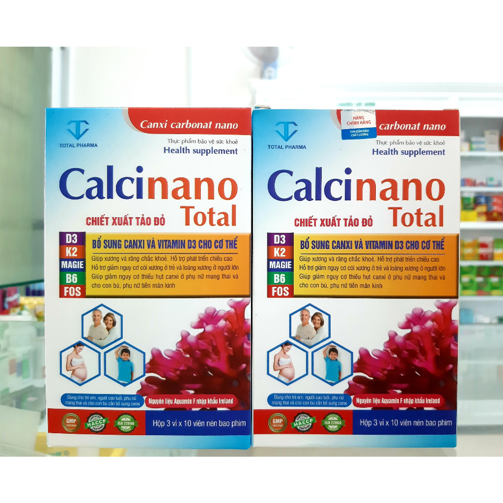 Viên uống bổ sung canxi và vitamin D3 -Calcinano Total chiết xuất tảo đỏ (Hộp 30 viên) | Shopee ...