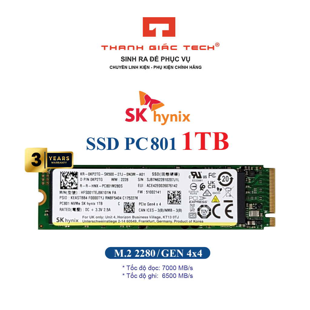 Ổ Cứng SSD SK hynix PC801 PCIe M.2 2280 NVMe Gen4 x4 OEM SK hynix P41 ...