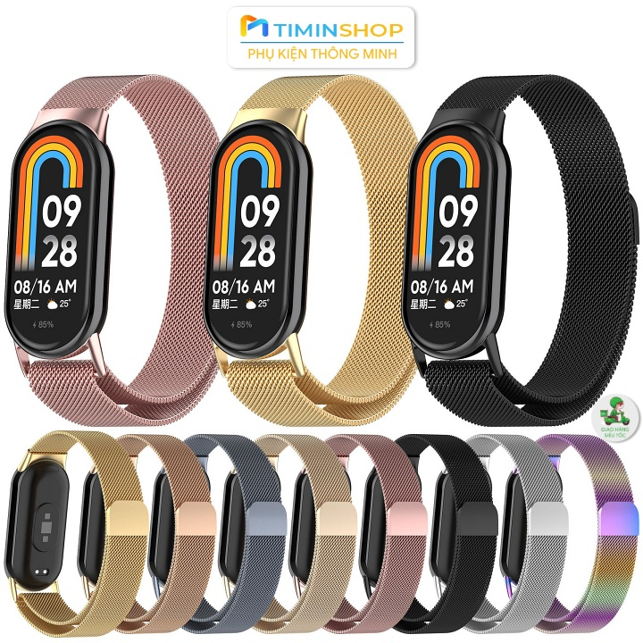 Dây đeo Miband 8/ Miband 9/ Miband 10 - Dây thép, khóa nam châm (DTMB8) | Shopee Việt Nam