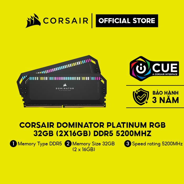Ram PC Corsair Dominator Platinum RGB 32GB (2x16GB) DDR5 5200Mhz CMT32GX5M2B5200C40 | Shopee ...
