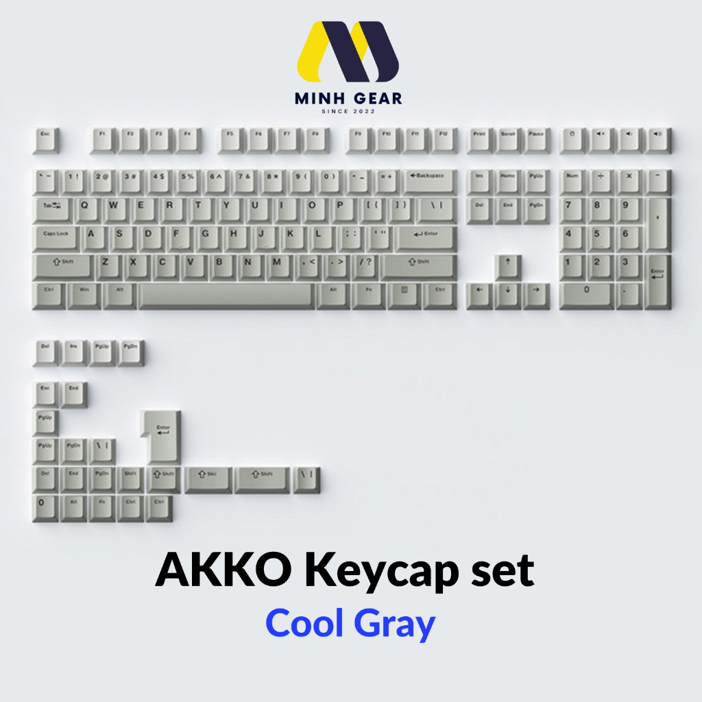 AKKO Keycap set – Warm Gray (PBT Double-Shot / Cherry profile / 132 nút ...
