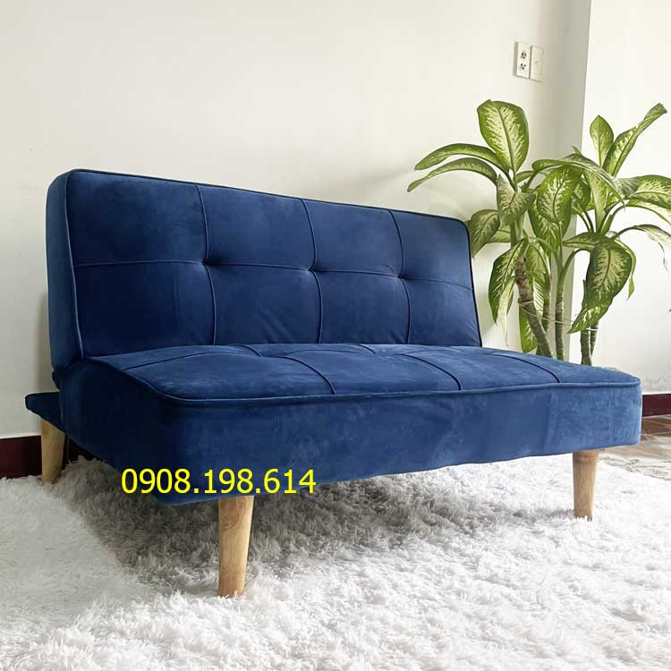 Ghế Sofa mini 1.2m vải nhung xanh Navy - Sofa Bed thông minh cho phòng ...