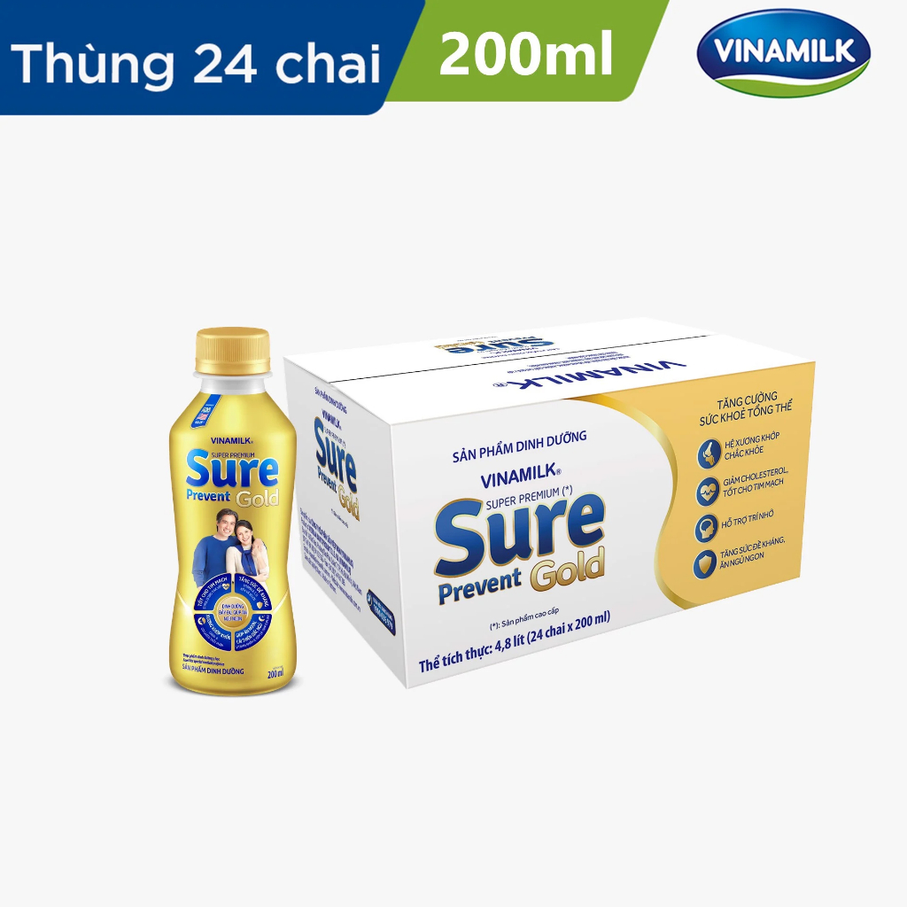 Thùng 24 chai sữa bột pha sẵn Sure prevent gold 200ml | Shopee Việt Nam