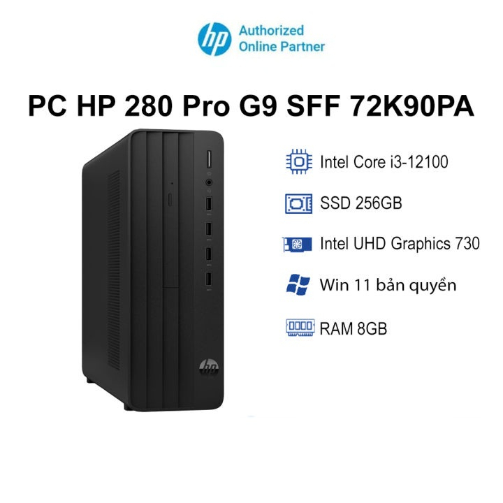 Máy tính để bàn PC HP 280 Pro G9 SFF 72K90PA i3-12100| 8GB| 256GB| OB ...