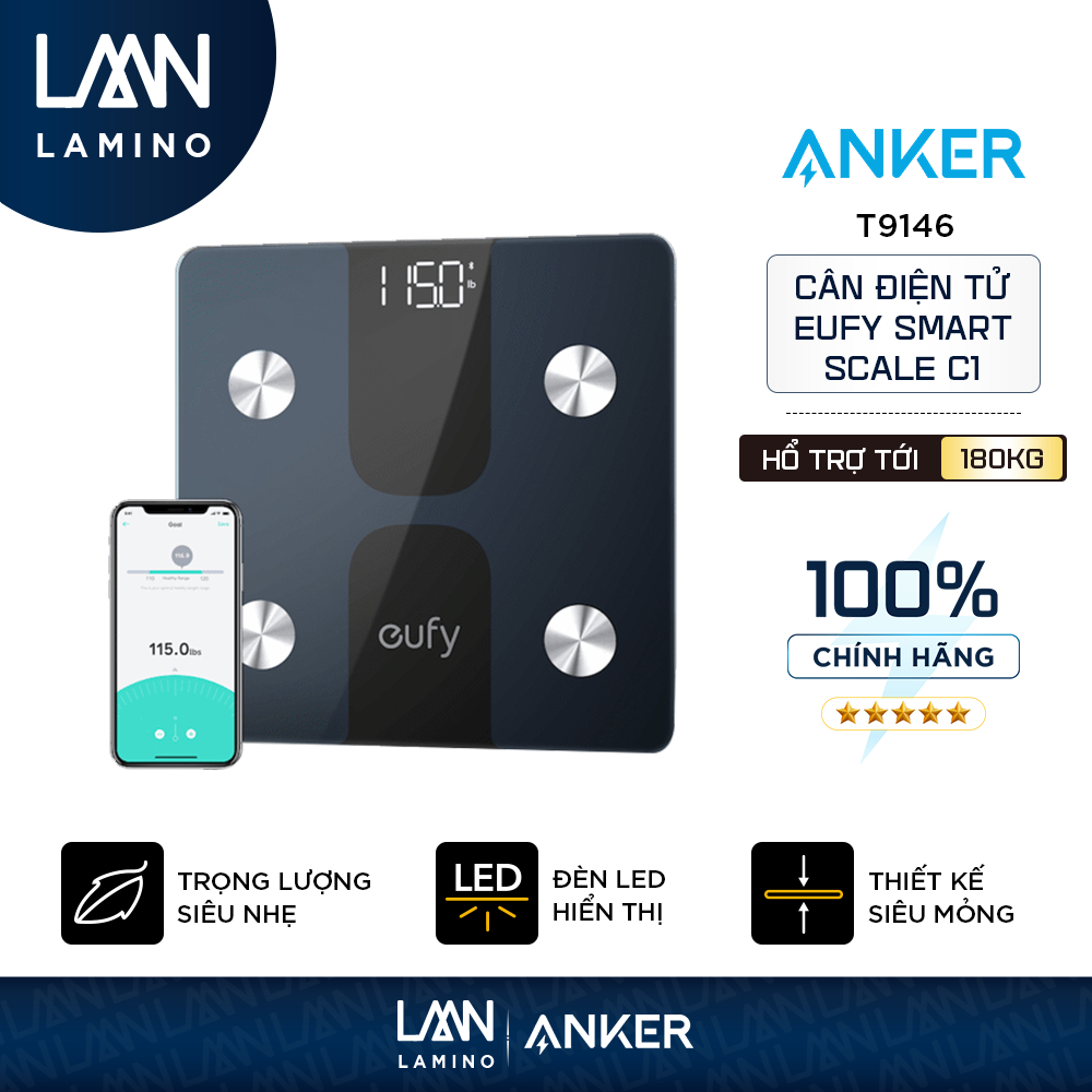 Cân điện tử Eufy by ANKER Smart Scale C1 T9146 LAMINO | Shopee Việt Nam