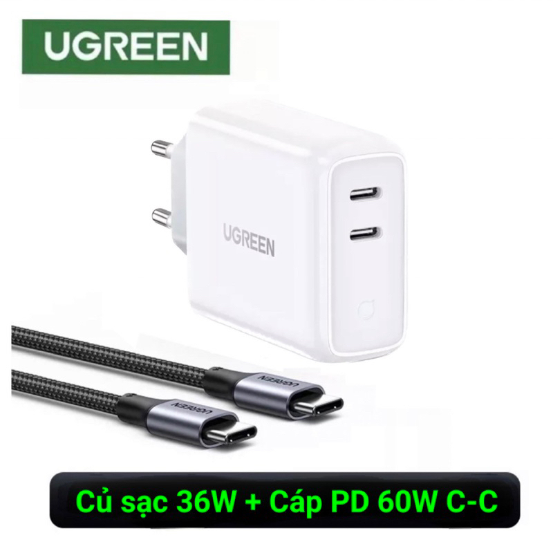 Củ Sạc UGREEN PD 36W USB PD 4.0 3.0 QC 3.0 USB Type C,Sạc kép PD18W ...