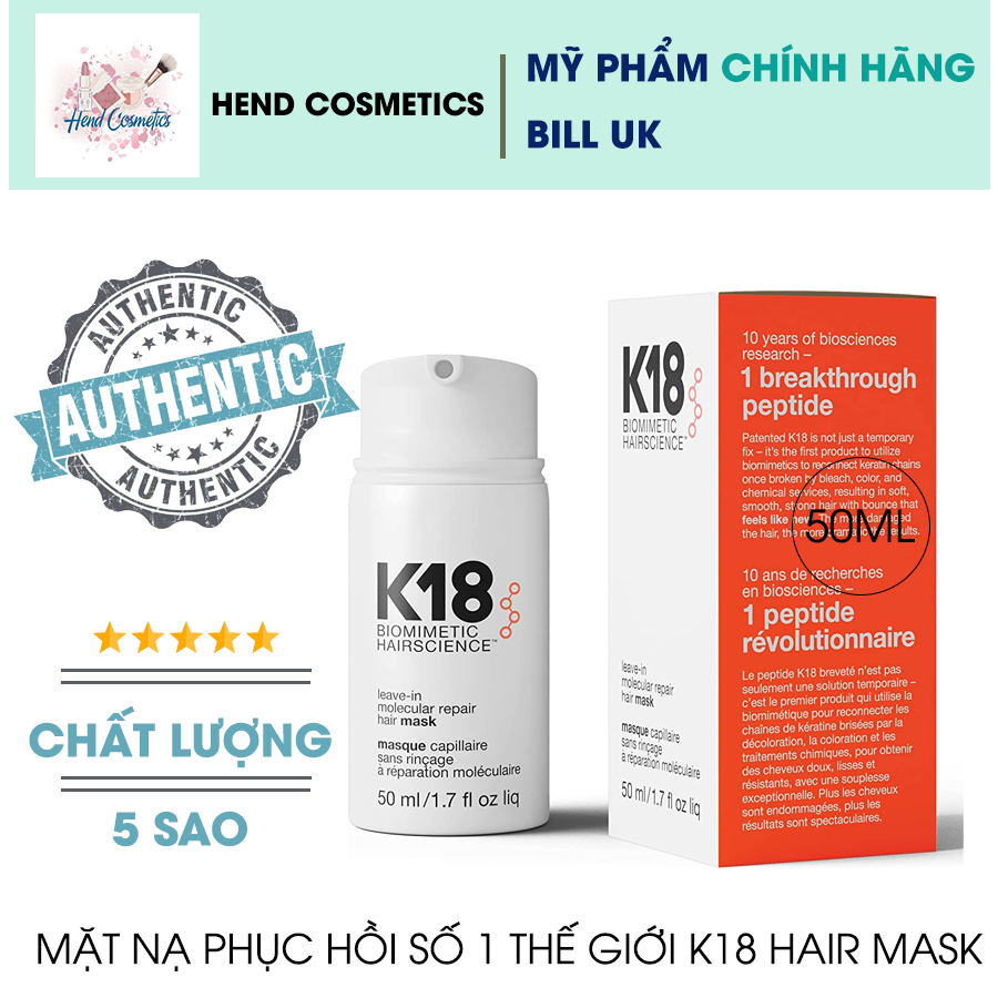 Siêu phẩm dưỡng phục hồi tóc K18 Biomimetic Hairscience Leave-In Molecular Repair Hair Mask 50ml ...