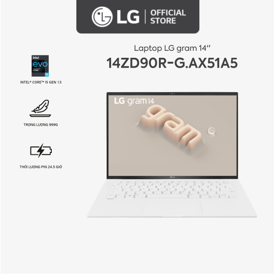 Laptop LG Gram 14ZD90R-G.AX51A5 14'', Core i5 Gen 13, 8GB, 256GB - Hàng chính hãng | Shopee Việt Nam