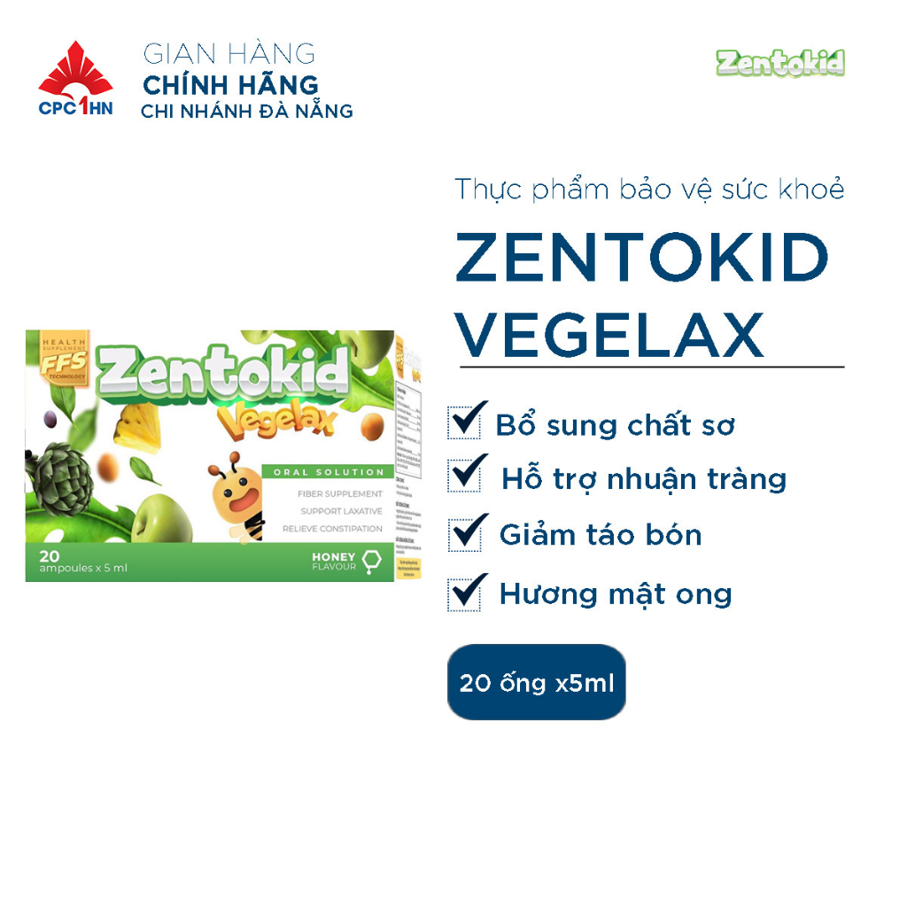 ZENTOKID VEGELAX - BỔ SUNG CHẤT XƠ TỰ NHIÊN, GIẢM TÁO BÓN [HỘP 20 ỐNG ...