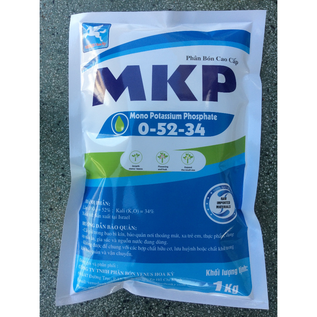 Phân bón MKP bao 1kg, giúp kích thích rễ phát triển, tăng cường khả ...