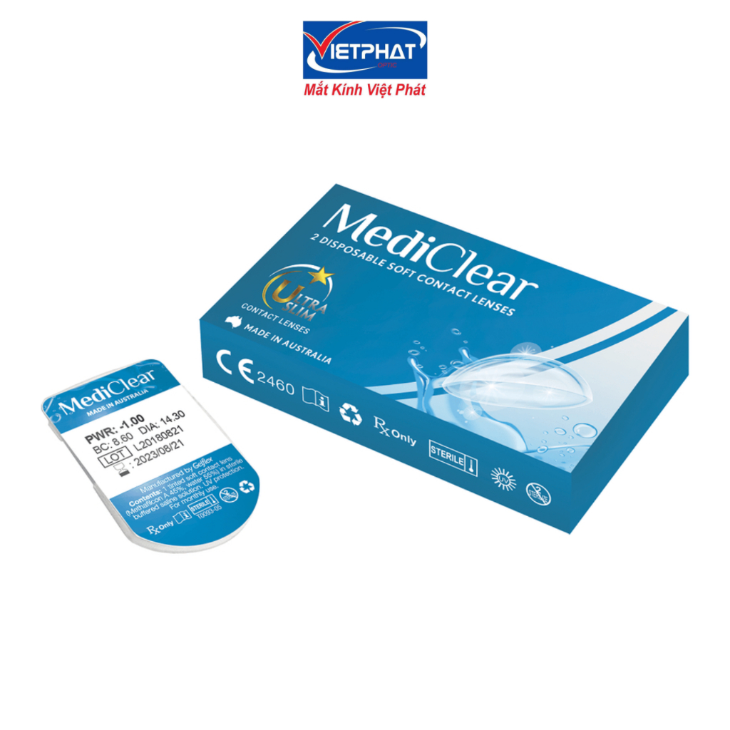 Kính áp tròng không màu 3 tháng Mediclear chính hãng Australia (-1.00 đến -15.00) | Shopee Việt Nam