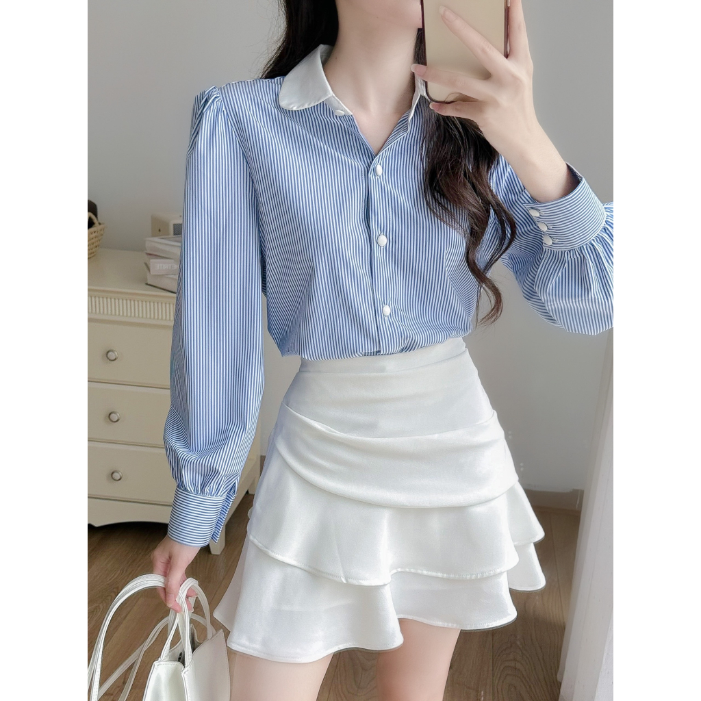 MYAN DESIGN Áo Sơ Mi Nữ Kiểu Công Sở Cổ Đức Dài Tay Phong Cách Thanh ...